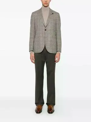 LARDINI Brooch-detail Herringbone Blazer