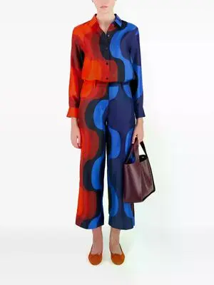 PAULA Sonia Wave-print Silk Trousers