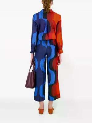 PAULA Sonia Wave-print Silk Trousers