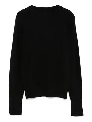 Patrizia Pepe Cashmere V-neck Sweater With Silver-tone Logo Plaque