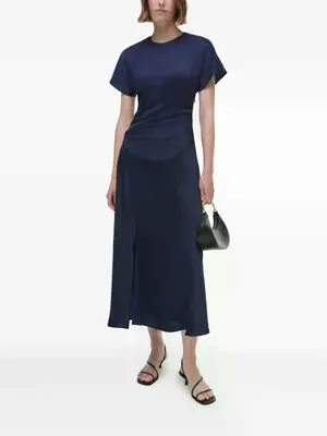 Simkhai Draped Midi Dress With Front Slit - Blue