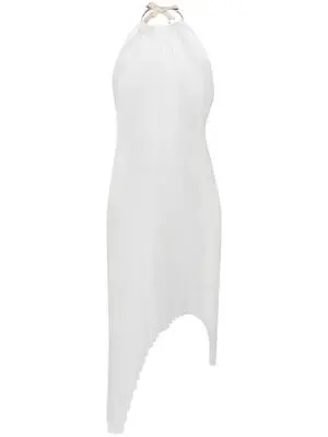 SHANSHAN RUAN Asymmetric Pleated Midi Dress - Neutrals