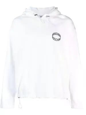 Moschino Organic Cotton Logo Appliqué Hooded Sweatshirt - White