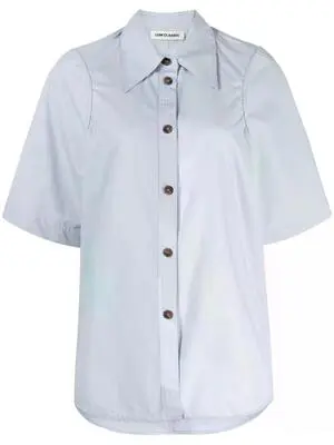 LOW CLASSIC Pointed-collar Cotton Shirt - Blue