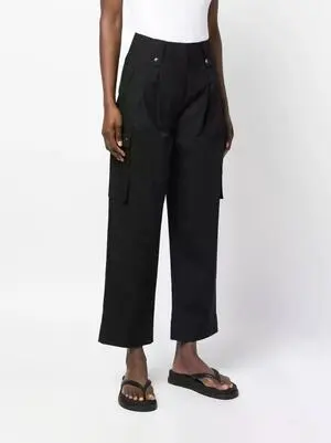 TWINSET Cropped Straight-leg Trousers In Stretch-cotton - Black