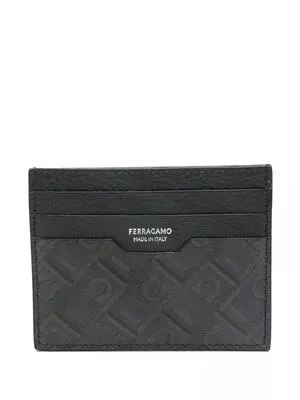 FERRAGAMO Monogram-print Card Holder - Black