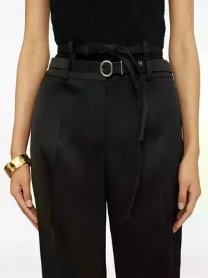 JIL SANDER Belted Wide Leg Tailored Trousers - Black