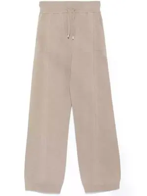 Lorena Antoniazzi Sand Beige Virgin Wool-cashmere-silk Blend Drawstring Sweatpants