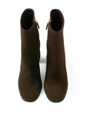 Prada Suede Ankle Boots With Block Heel - Brown