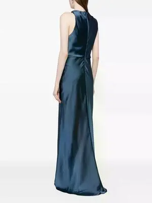 Amsale Asymmetric Draped Satin Gown
