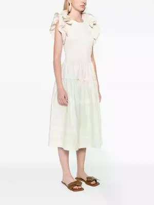 Ulla Johnson Francine Midi Dress With Ruffle Cuffs - Neutrals