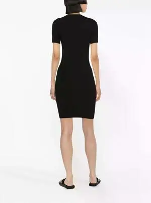 Versace Cotton Blend V-emblem T-shirt Dress - Black