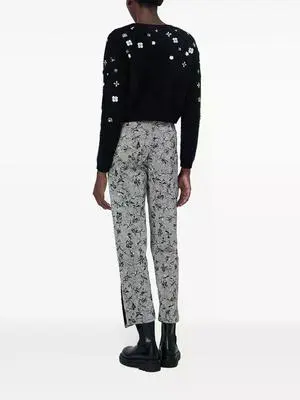 Ports 1961 Mohair-blend V-neck Sweater With Floral Appliqu