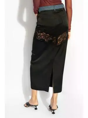Blumarine Lace Insert Long Straight Skirt