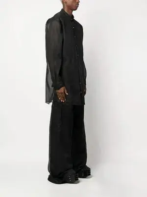 Rick Owens Jumbo Fogpocket Semi-sheer Shirt - Black