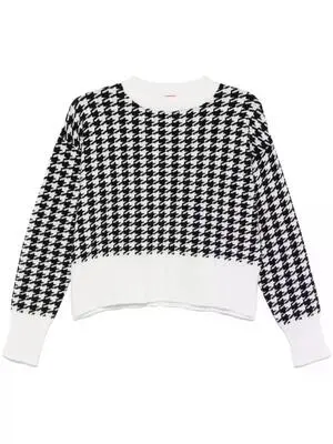 Hugo Houndstooth Intarsia Knit Sweater - Black