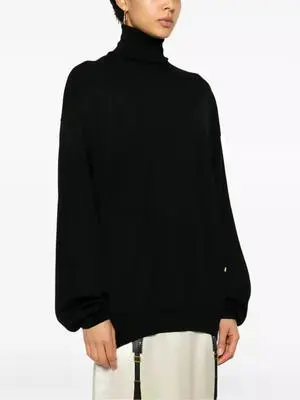 Moschino Virgin Wool Logo Plaque Roll Neck Sweater