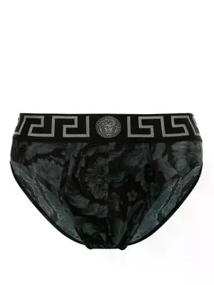 Versace Printed Jacquard Cotton-jersey Briefs - Black