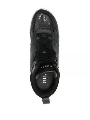 Guess High Top Logo Print Sneakers - Black