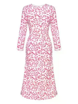 POST MERIDIEM Floral-print Long-sleeve Midi Dress - Pink