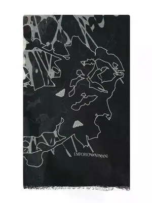Emporio Armani Graphic-print Scarf - Black