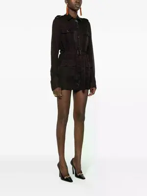 Saint Laurent Saharienne Muslin Mini Dress