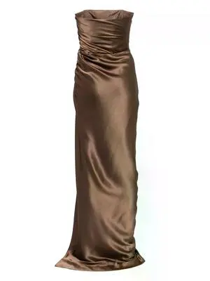 Michelle Mason Strapless Gathered Silk Gown