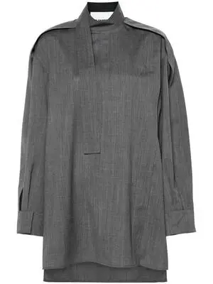 JIL SANDER Wool Blouse With Attached Scarf Detail