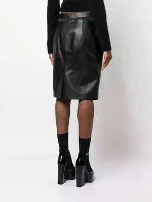 Fendi Logo-waistband Leather Skirt