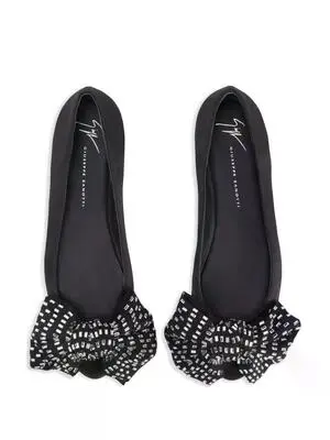GIUSEPPE ZANOTTI Alexandrine Crystal Embellished Bow Ballerina Flats