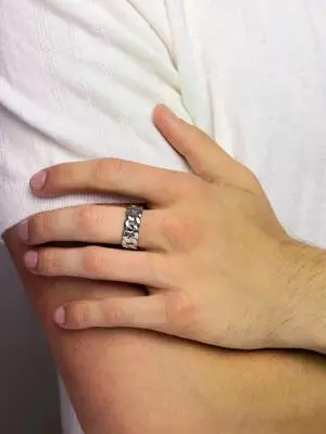 NIALAYA JEWELRY Tone Stainless Steel Chain-link Band Ring