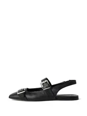 Karl Lagerfeld Konnie Double Strap Leather Pumps - Black