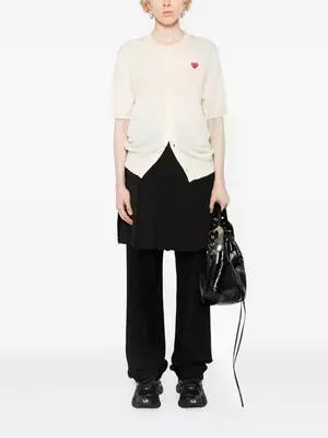 Play Comme Des Garcon Heart-patch Wool Cardigan - White