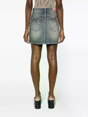 Kenzo Logo Embroidered Cotton A-line Mini Skirt