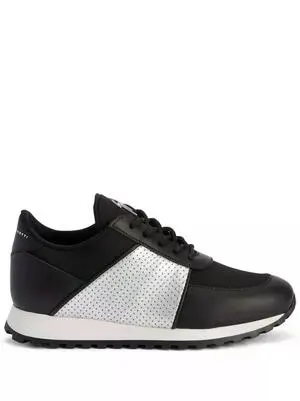 GIUSEPPE ZANOTTI Jimi Leather & Perforated Panel Sneakers - Black