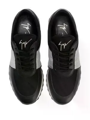 GIUSEPPE ZANOTTI Jimi Leather & Perforated Panel Sneakers - Black