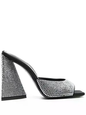 Attico Devon Rhinestone Embellished Pyramid Heel Sandals