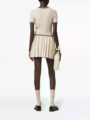 Miu Miu Ribbed Cashmere Logo Appliqué Top