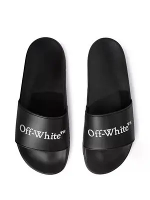 Off-White Logo-print Slip-on Slides - Black