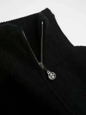 BARRIE Cashmere-Blend Zip-Up Collar Black