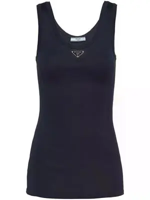 Prada Enamel Triangle Cotton Top - Blue