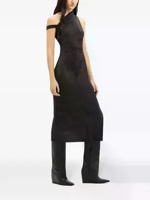 COURREGES Houndstooth Twist Midi Dress