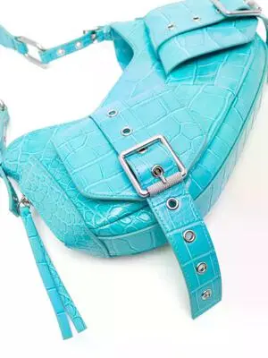 BIASIA Y2k Crocodile-embossed Shoulder Bag - Blue