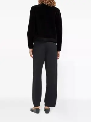 BARRIE Velvet-effect Fine-knit Cardigan - Black