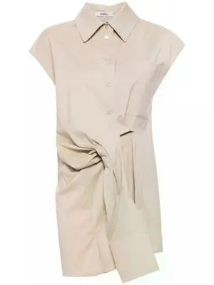 Goen.j Beige Stretch Knot Detail Shirt Dress - Neutrals