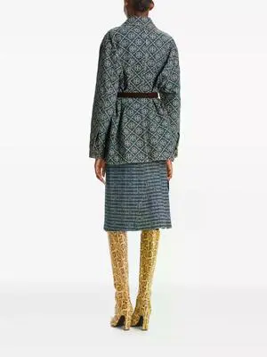 Tory Burch Monogrammed Denim Cargo Jacket