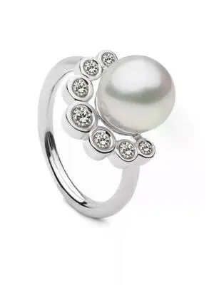AUTORE MODA Brea Pearl And Diamond Ring - Silver