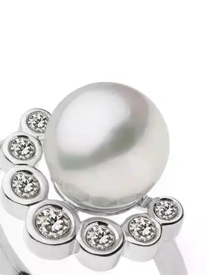 AUTORE MODA Brea Pearl And Diamond Ring - Silver