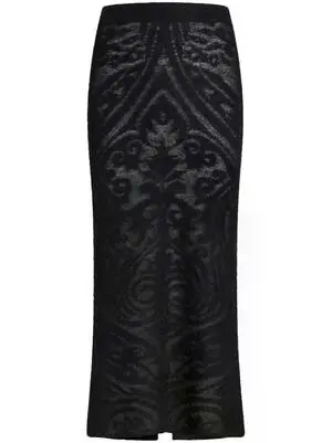 Etro Knitted Jacquard Midi Skirt - Black