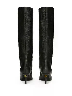 Dolce & Gabbana Crocodile-embossed Leather High Heel Boots